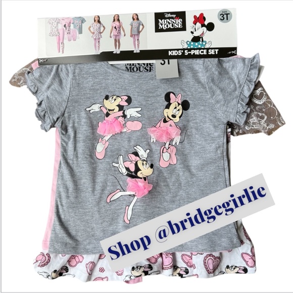 Disney | Matching Sets | Disney Minnie Mouse Gray And Pink Kids Outfit ...